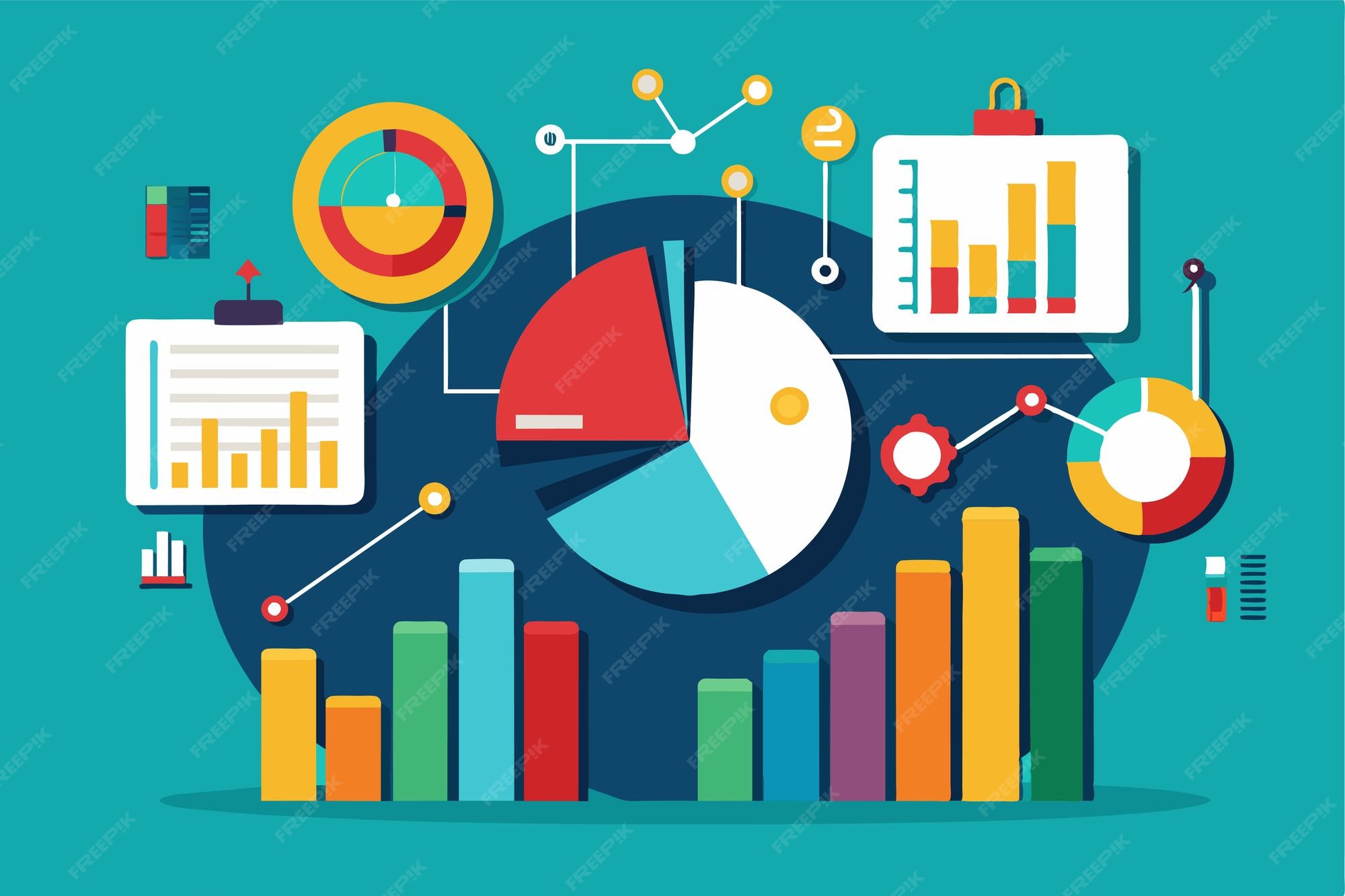 Colorful graphs and charts showcase design statistics featuring ...