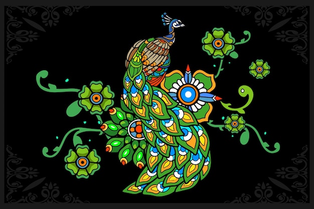 Premium Vector Colorful Peacock Bird Isolated On Black Background