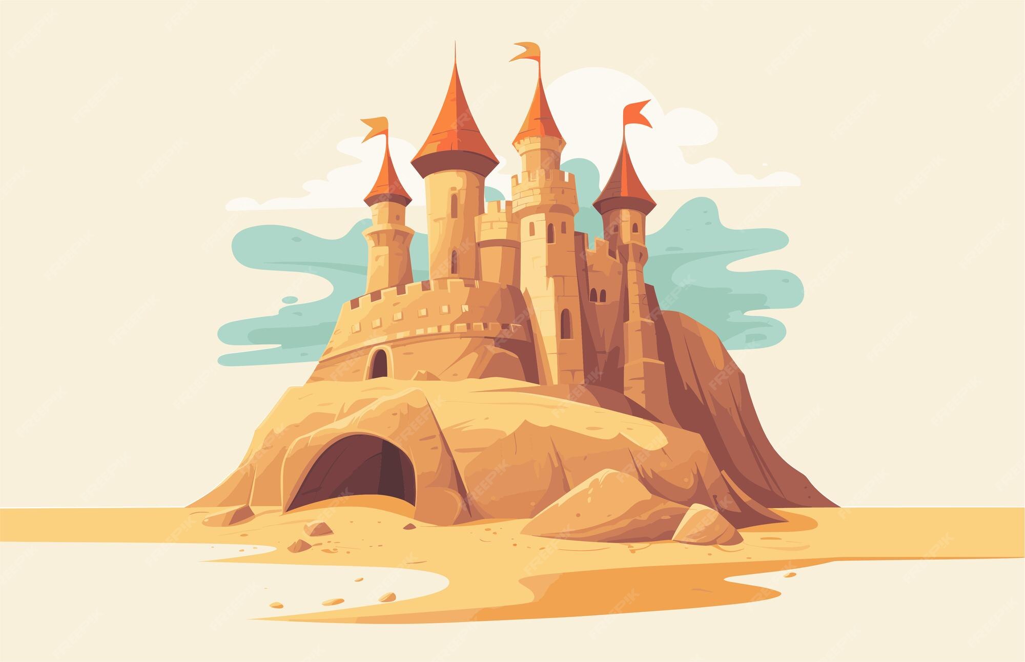 Premium Vector | Colorful sandcastle flat illustration beach sandcastle ... Premium Vector | Colorful sandcastle flat illustration beach sandcastle ...