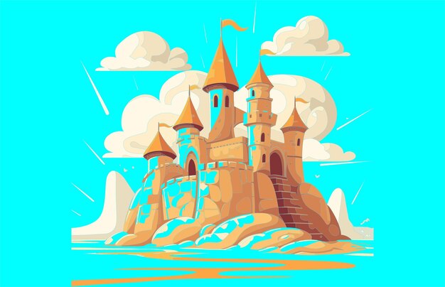 Premium Vector | Colorful sandcastle flat illustration beach sandcastle ... Premium Vector | Colorful sandcastle flat illustration beach sandcastle ...