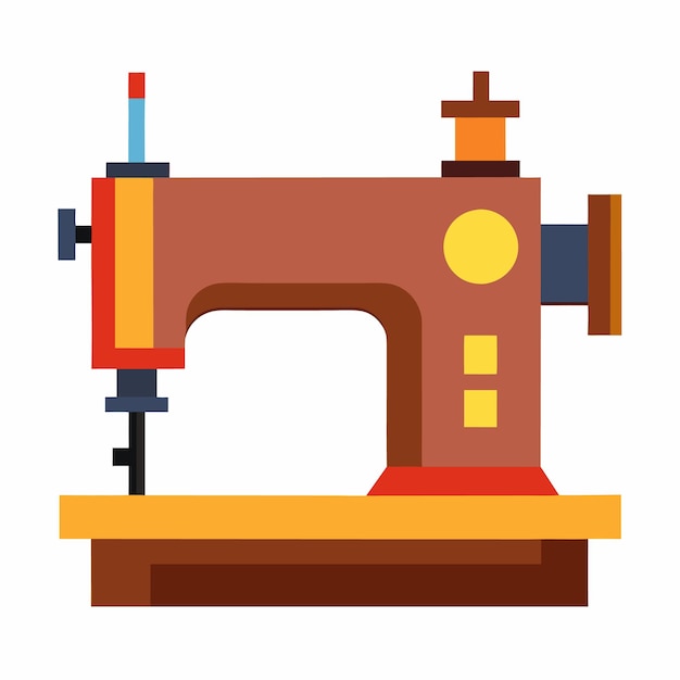 Colorful Vector Illustration Of A Vintage Sewing Machine For Creative