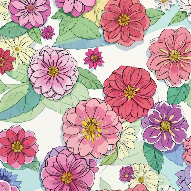 Premium Vector | A colorful wallpaper with flowers Premium Vector | A colorful wallpaper with flowers