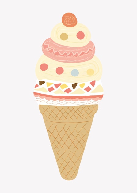 Premium Vector | Colorful whimsical ice cream cone Premium Vector | Colorful whimsical ice cream cone