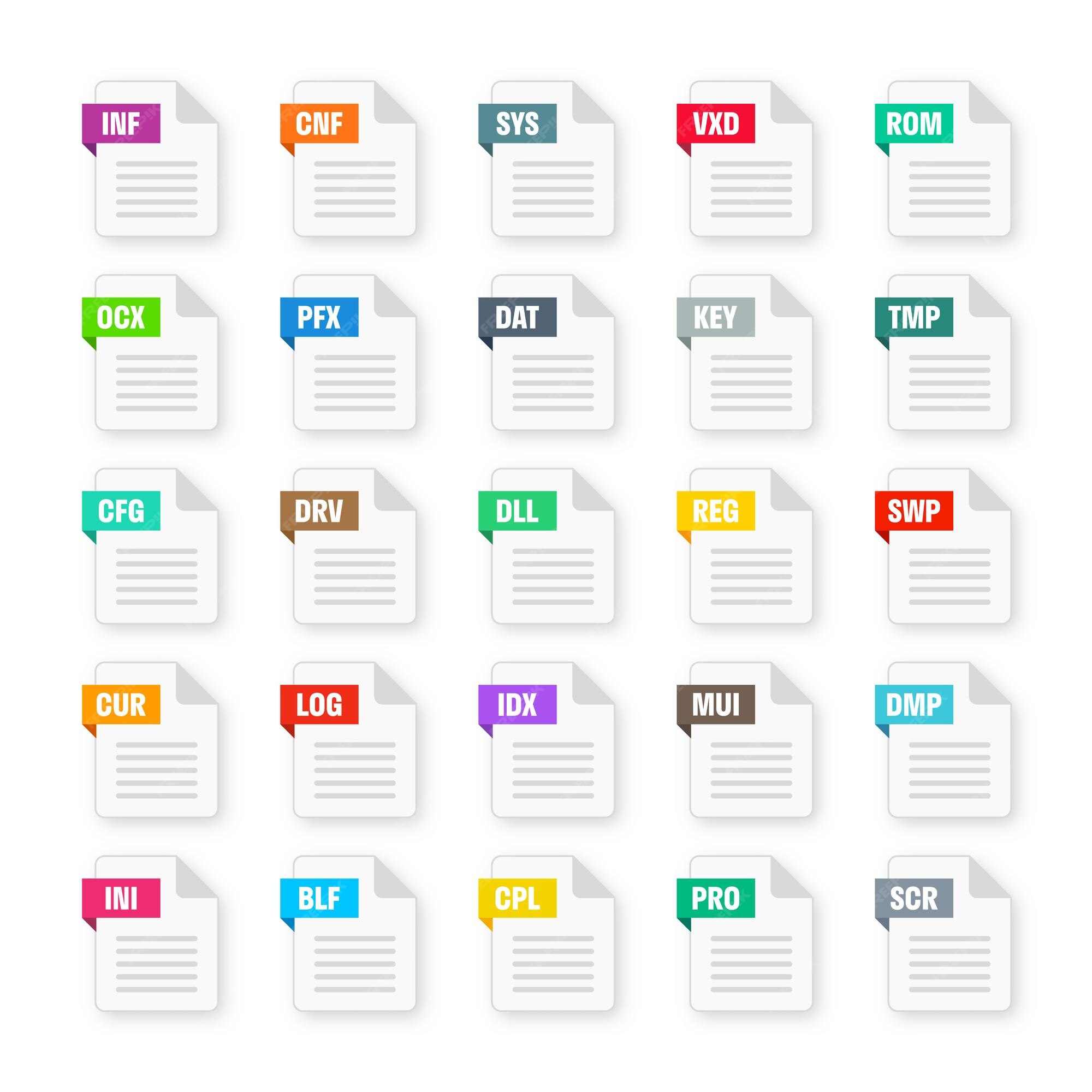 Premium Vector | Common system file formats document types and ...