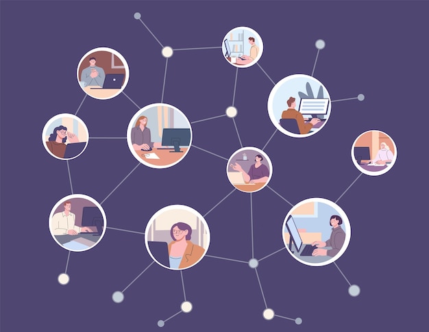 Premium Vector | Communication network people working collaboration ... Premium Vector | Communication network people working collaboration ...