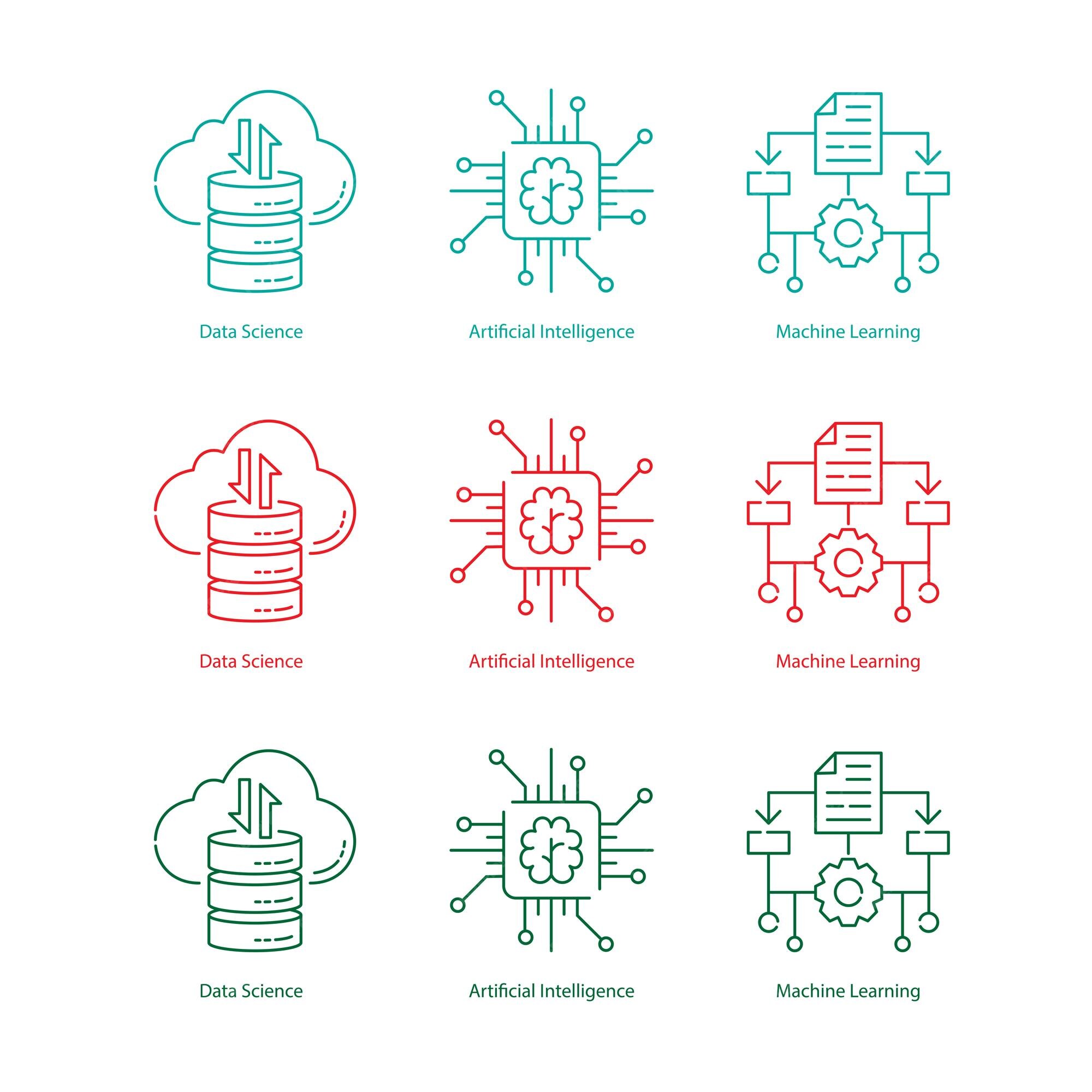 Premium Vector | Comparing data science ai ml vector icons essential ...