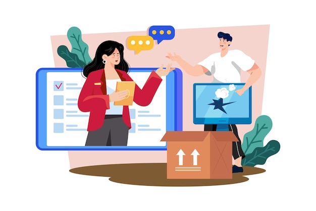 Premium Vector | Complaint resolution specialist handling customer ... Premium Vector | Complaint resolution specialist handling customer ...