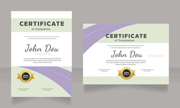 Premium Vector | Completion certificate design template Premium Vector | Completion certificate design template