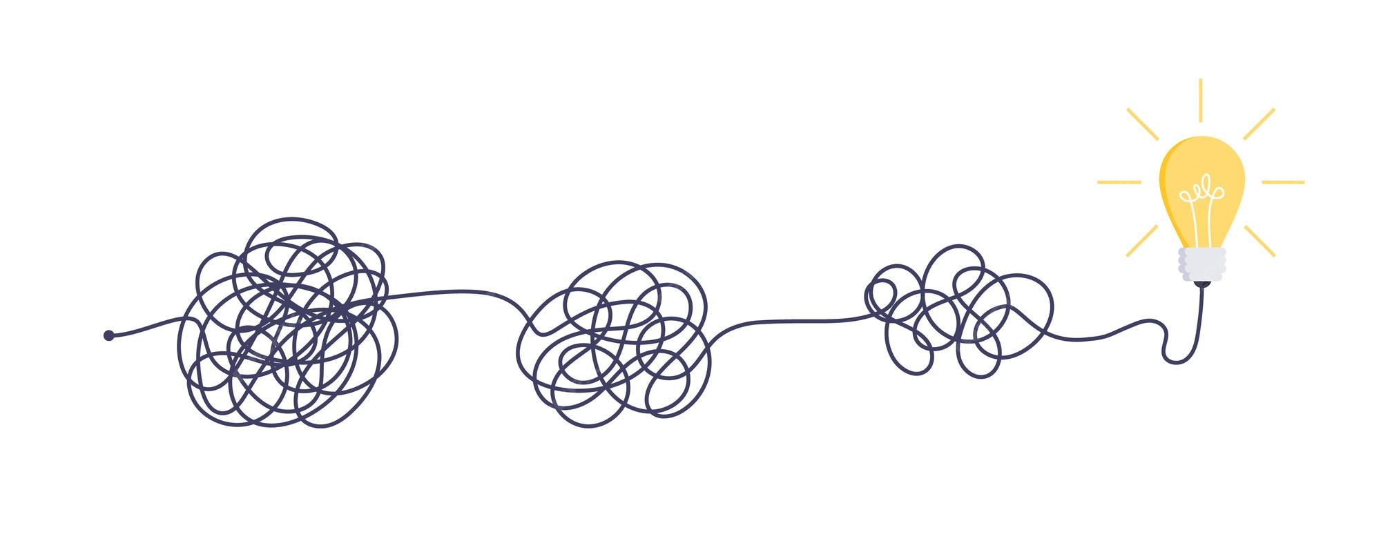 Premium Vector | Complex easy simple way from start to idea chaos ...