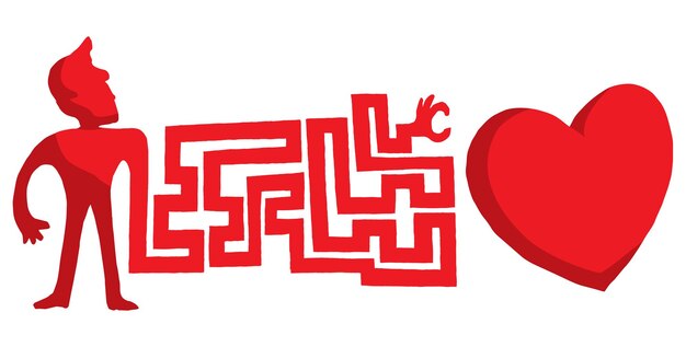 Premium Vector | Complex search for true love Premium Vector | Complex search for true love