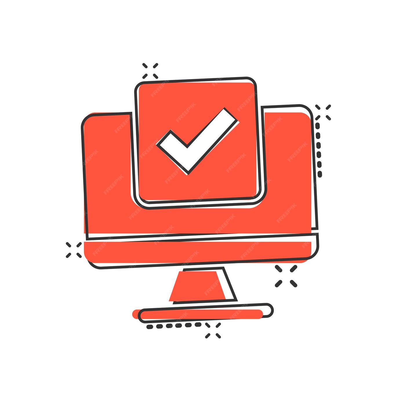 Premium Vector Computer Check Mark Icon In Comic Style Survey