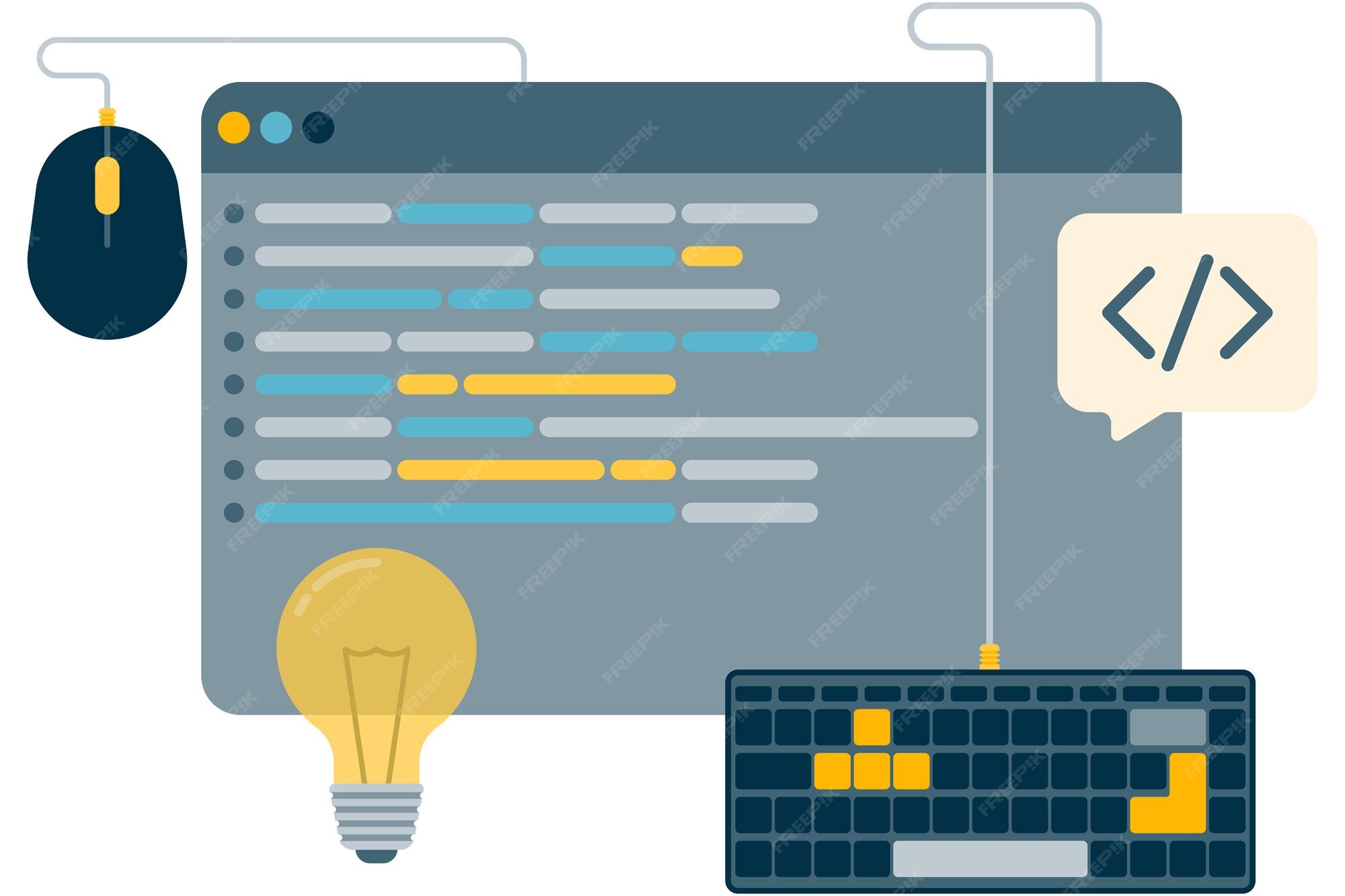 Premium Vector | Computer display is operating a coding program