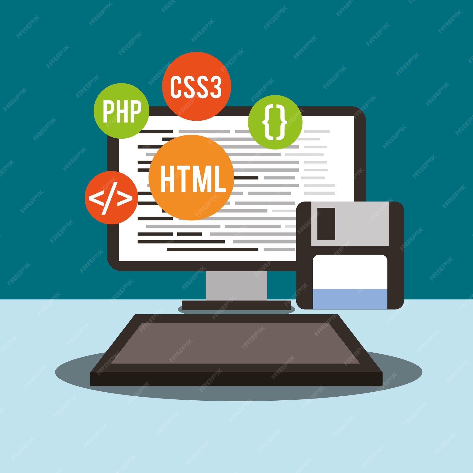 Premium Vector | Computer floppy language program coding vector ...