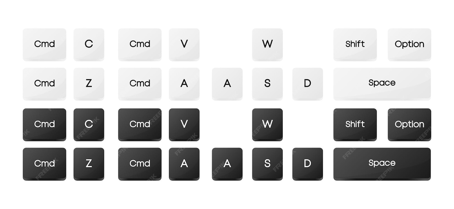 Premium Vector | Computer key combinations set of key combinations command set icons computer ...