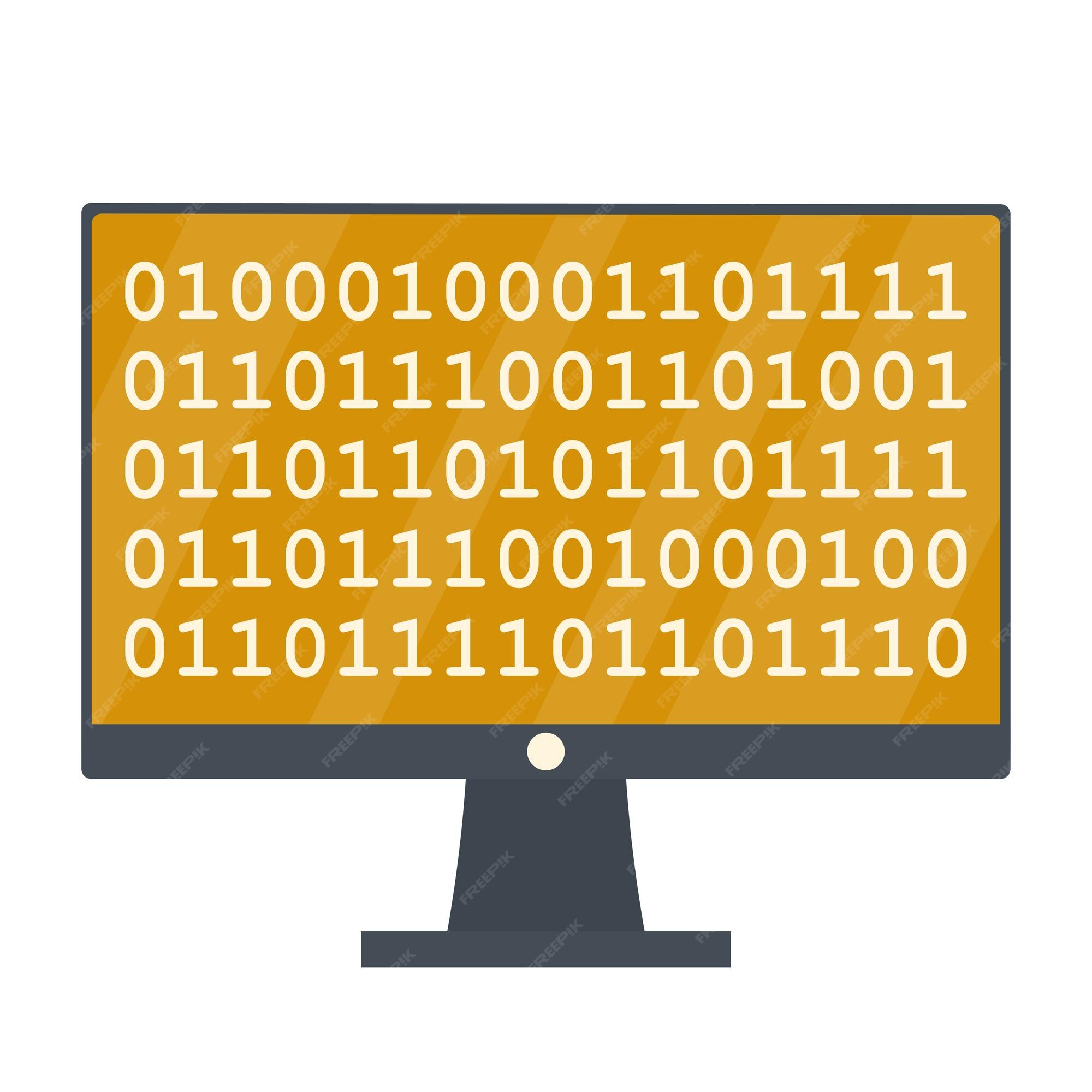 Premium Vector | Computer monitor with binary code Vector illustration ...