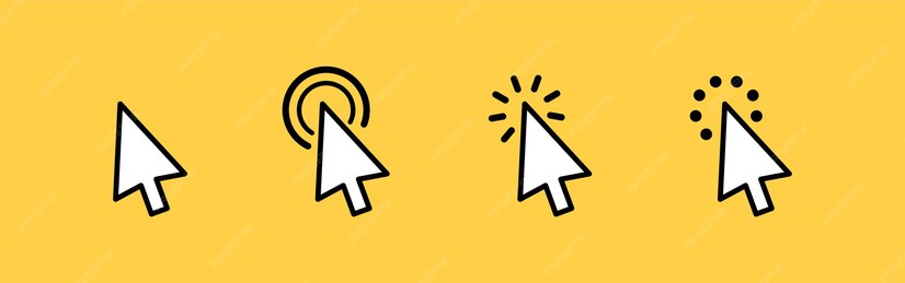 Premium Vector Computer Mouse Click Cursor In Arrow Icons Set Clicking Cursor Effect And