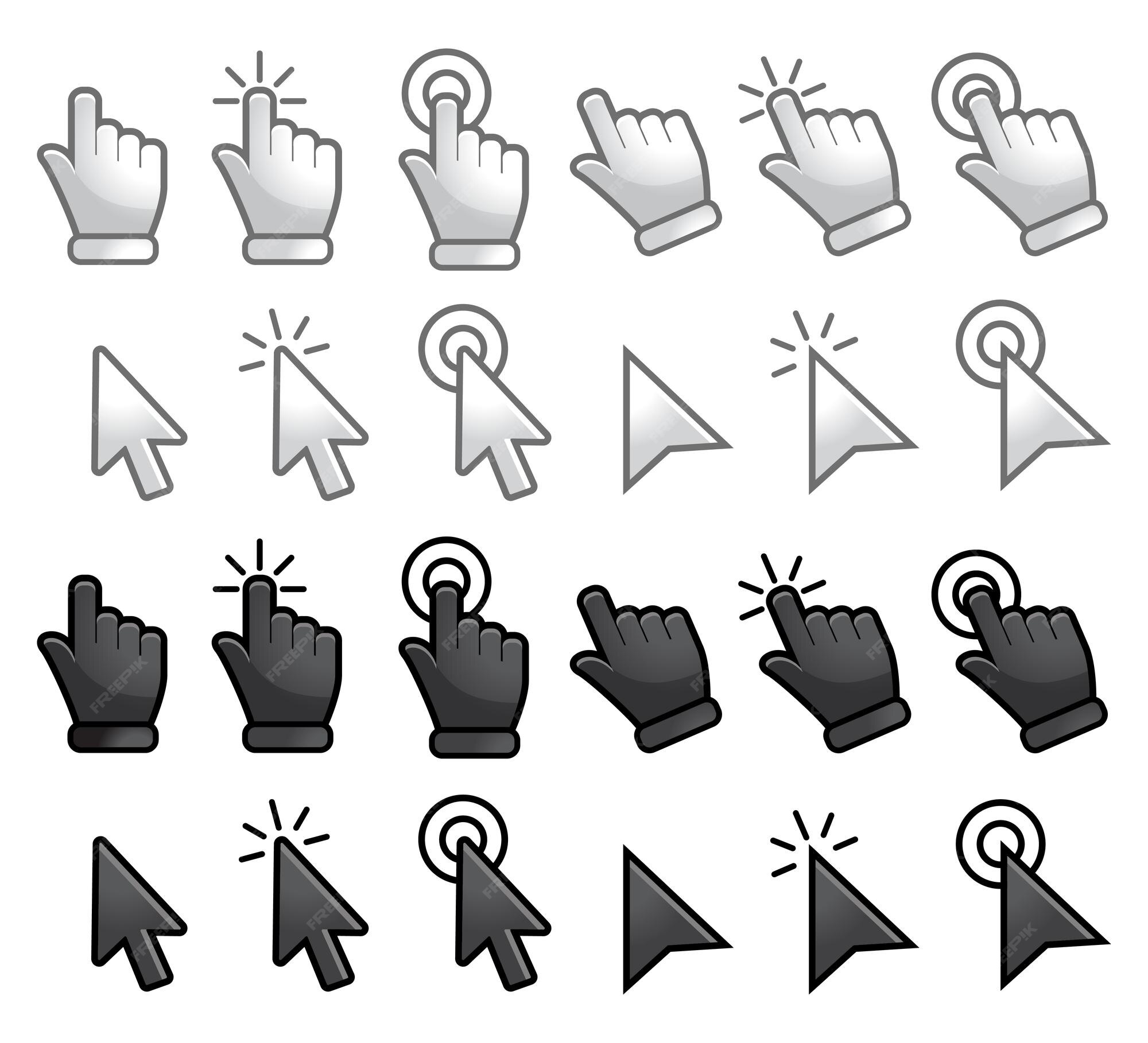 Premium Vector Computer Mouse Click Cursor Gray Arrow Icons Set And