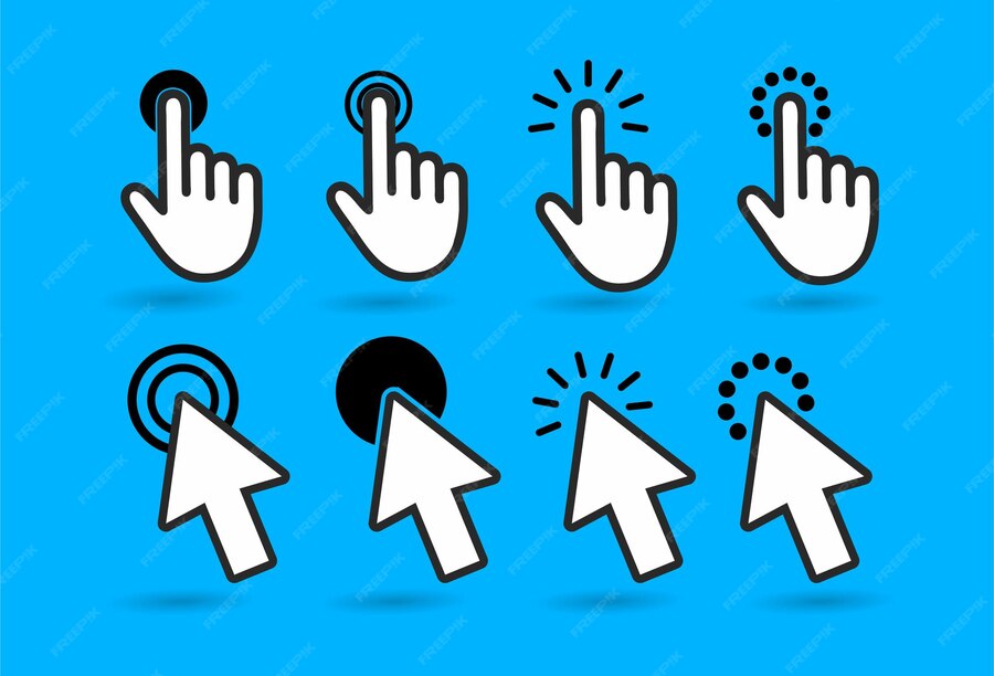 Premium Vector | Computer mouse click cursor Pointer cursor Cursors icons click set Clicking ...