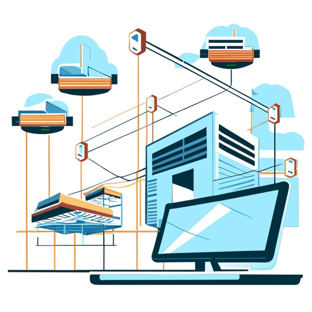 Premium Vector | Computer network vector illustration flat 2 Premium Vector | Computer network vector illustration flat 2
