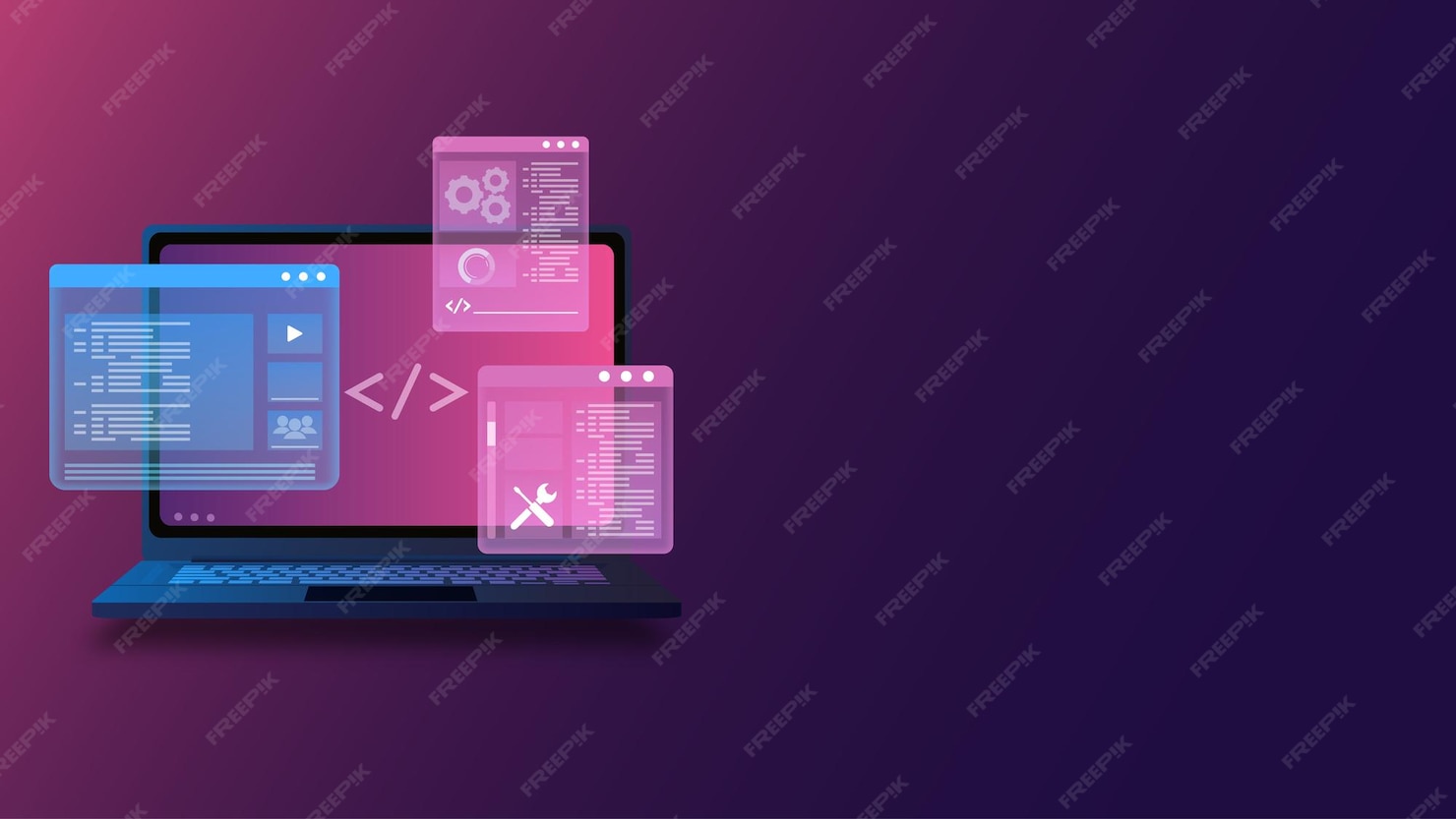Premium Vector | Computer Programing Coding Web Development with Isometric Laptop Displaying ...