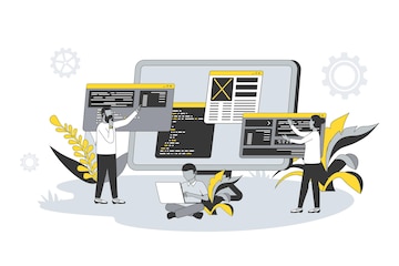 Premium Vector | Computer programming concept in flat line design ...