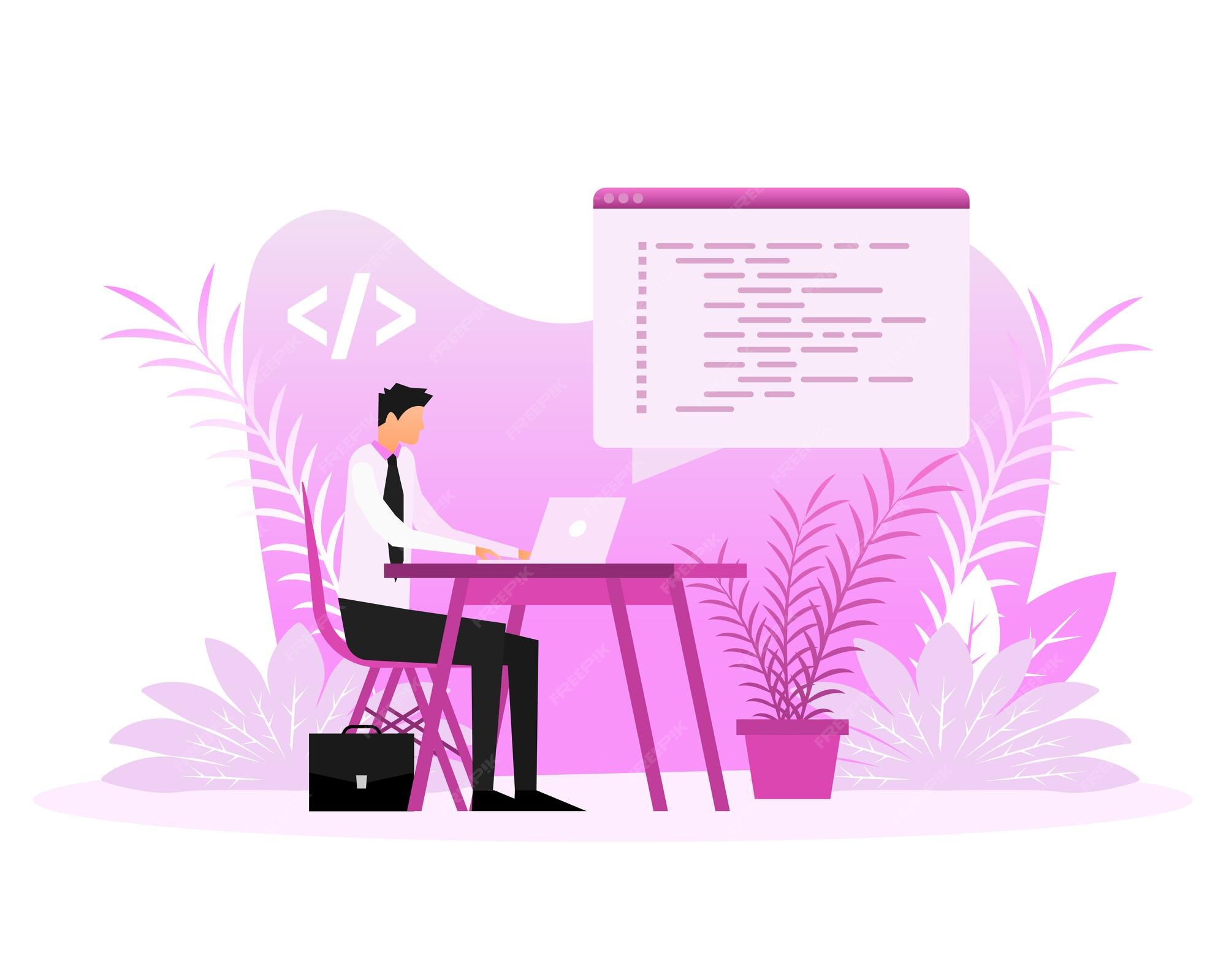 Premium Vector | Computer programming or developing software or game web development website coding