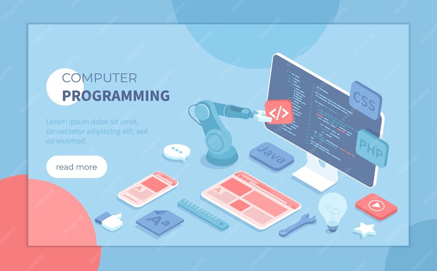 Premium Vector | Computer programming software web app development ...