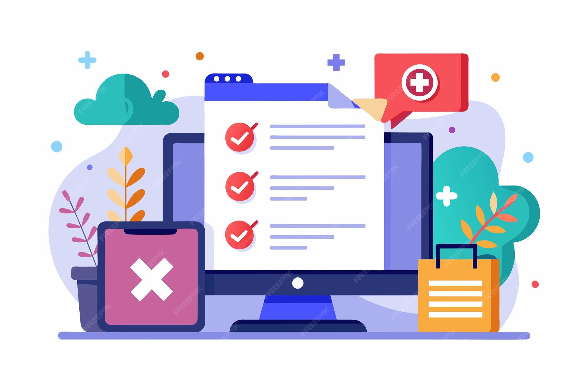 Premium Vector | Computer screen displaying a check mark symbol ...