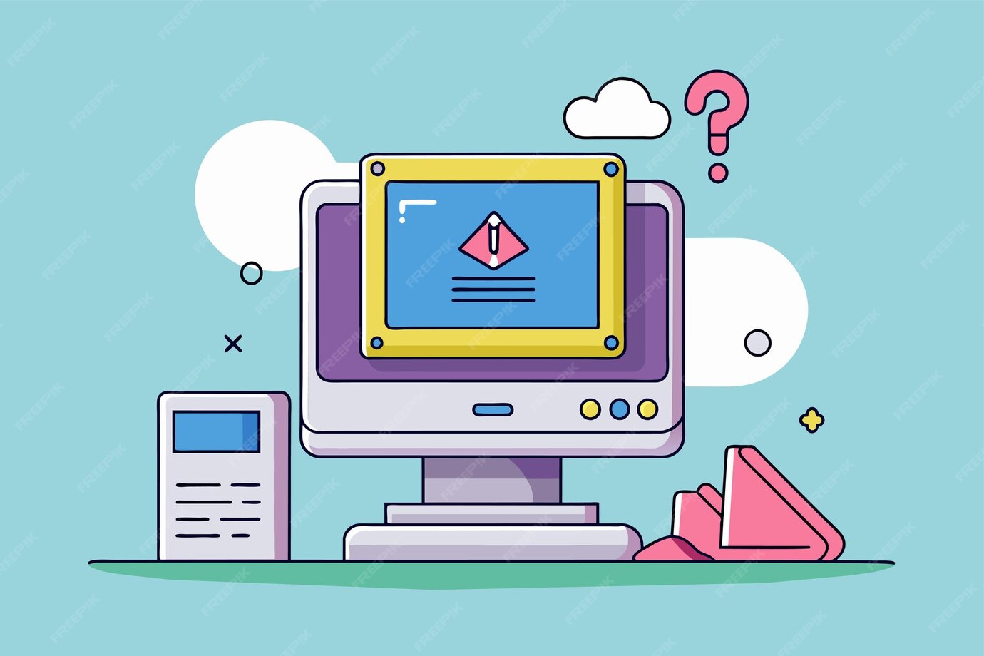 Premium Vector | A computer screen showing a question mark symbol indicating an error or issue ...