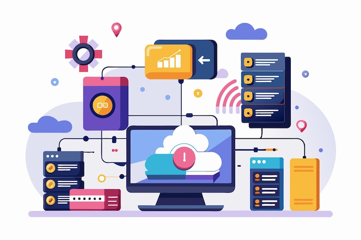 Premium Vector Computer With Cloud Local Data Storage Optimization Of Internet Devices And Web