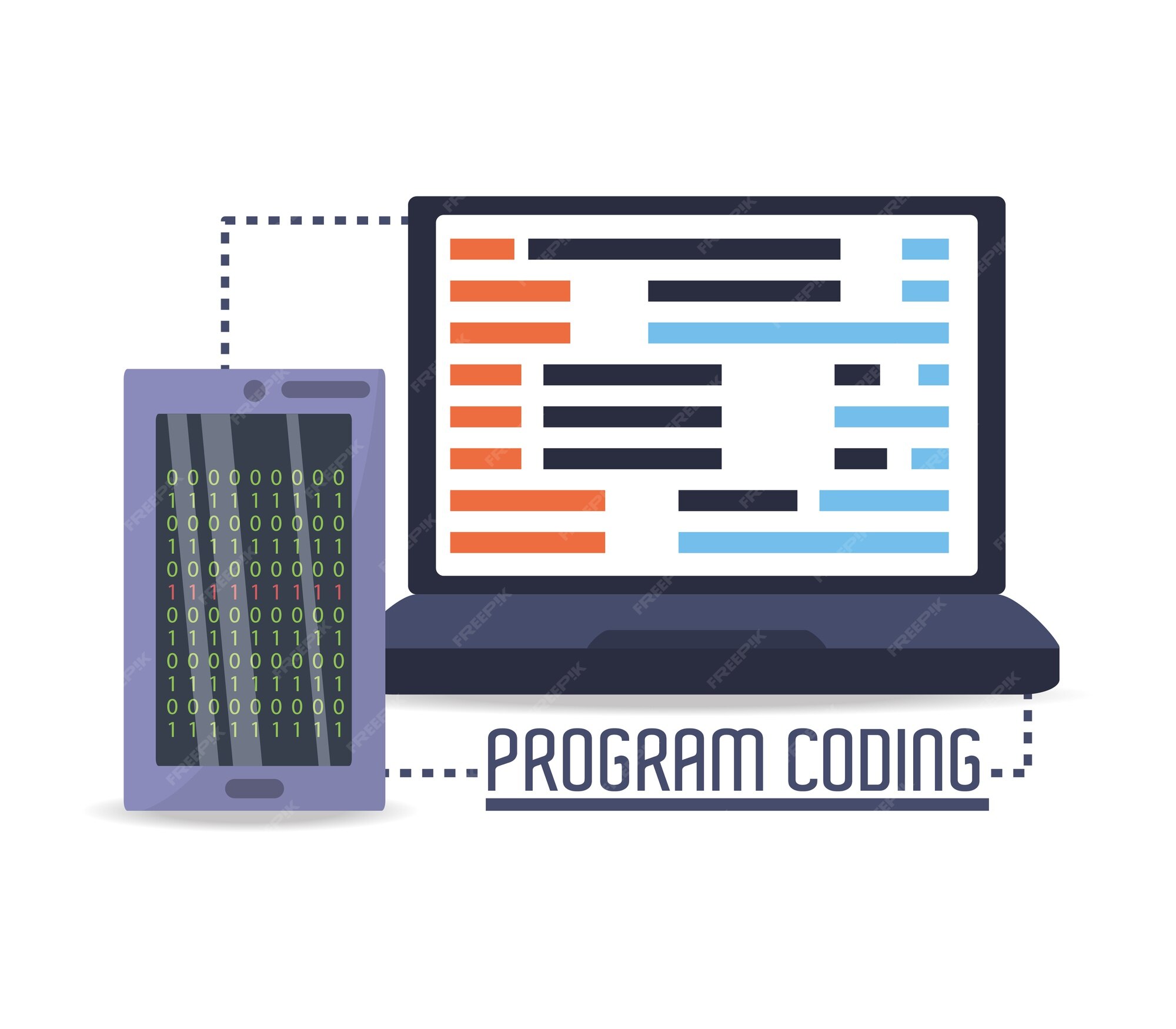 Premium Vector | Computer with programming coding on screen