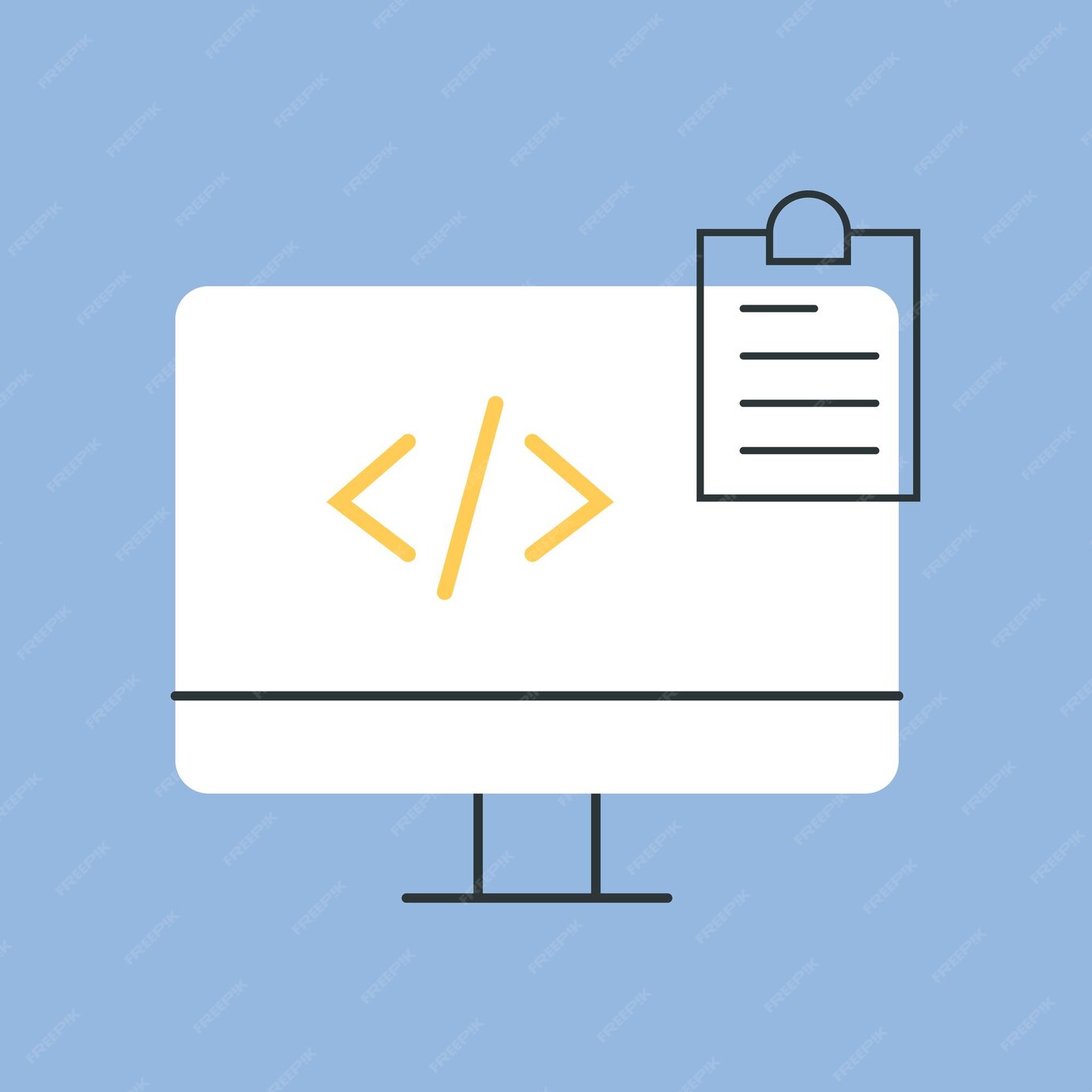 Premium Vector | A computer work the icon blue background programming ...