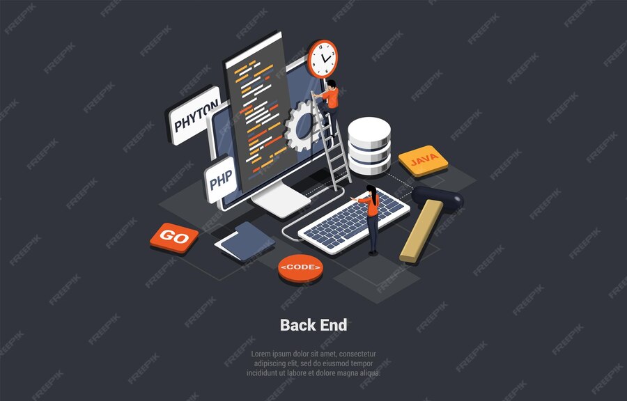 Premium Vector | Concept Of Back End Development Coding Software Engineering Programming Server ...