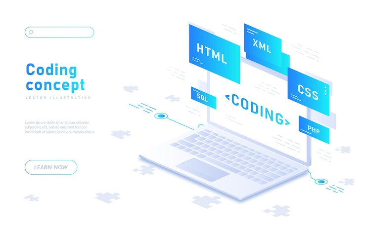 Premium Vector | Concept of coding software development programming and ...