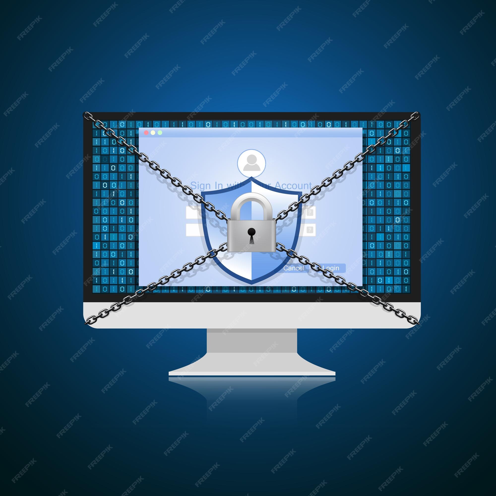 Premium Vector Concept Is Data Security Shield On Computer Protect Sensitive Data Internet