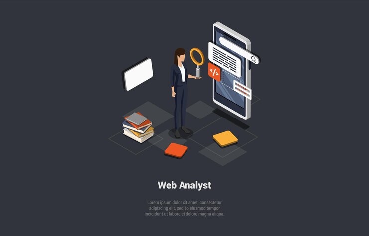 Premium Vector Concept Of Testing Data Analysis And Debugging Web Analyst Woman Marketer