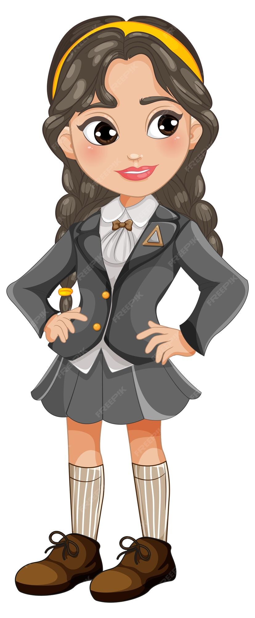 Premium Vector | Confident Schoolgirl in Uniform Premium Vector | Confident Schoolgirl in Uniform