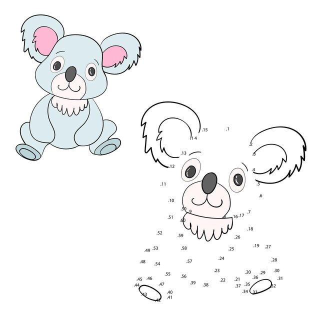 Premium Vector | Connect the dots game koala vector illustration Premium Vector | Connect the dots game koala vector illustration