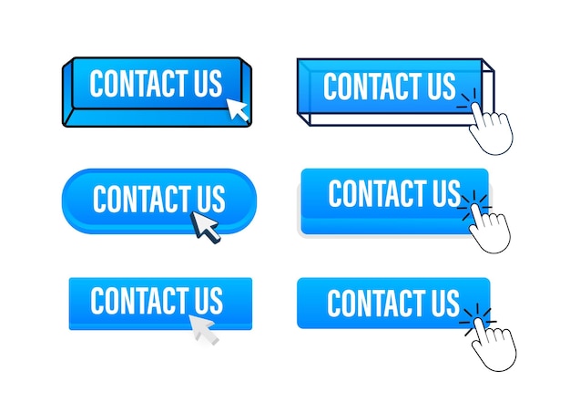 Premium Vector | Contact us button with pointer clicking contact us web buttons set user ...