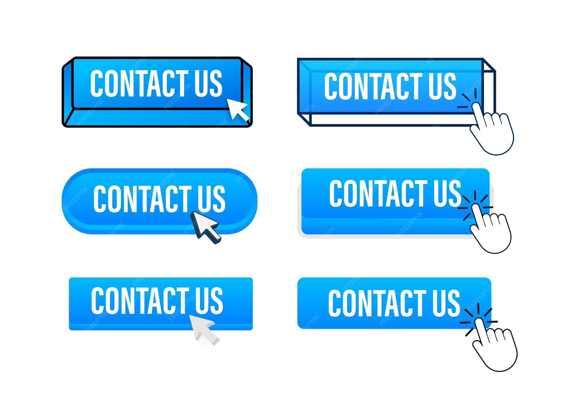 Premium Vector | Contact us button with pointer clicking contact us web buttons set user ...