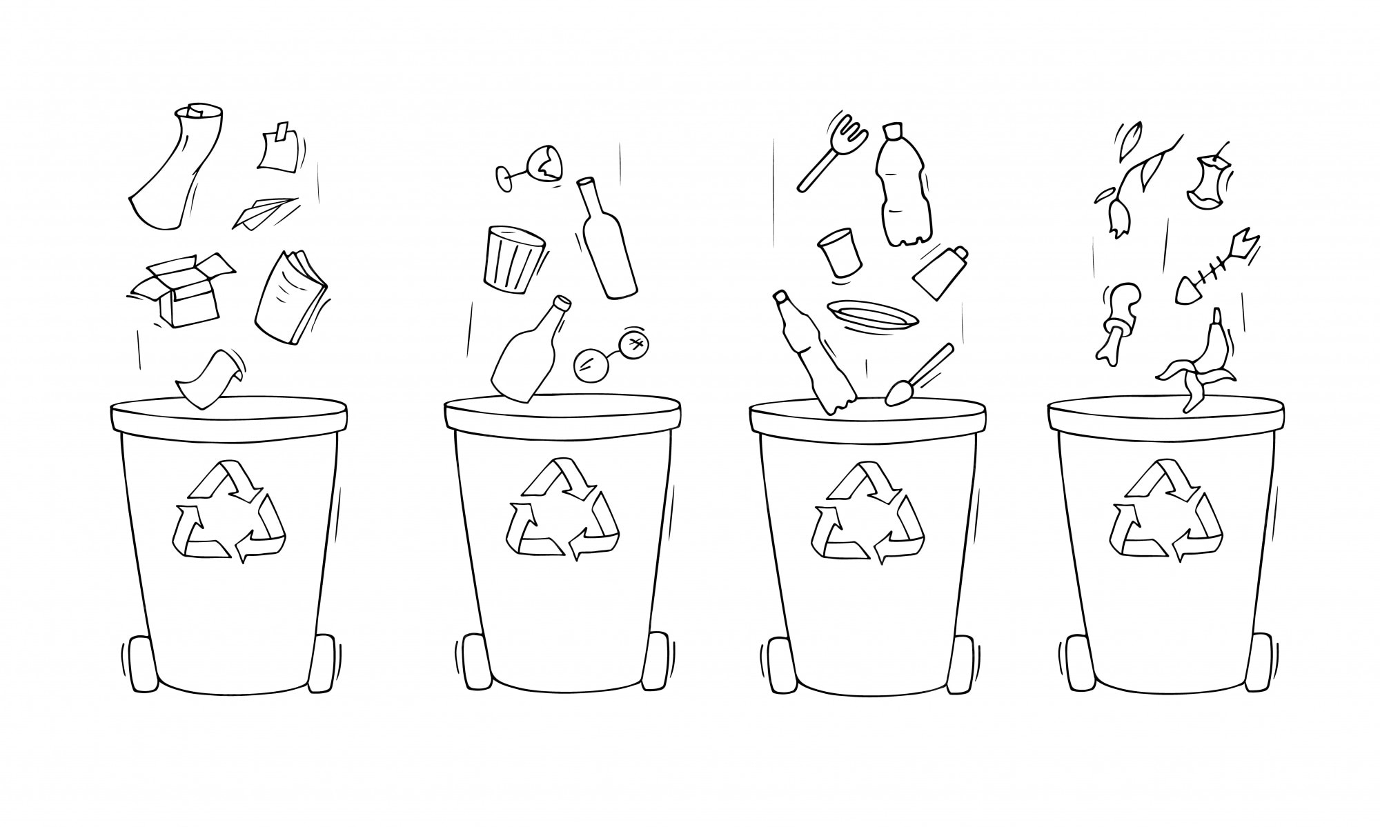 Premium Vector | Containers for garbage of different types. Premium Vector | Containers for garbage of different types.