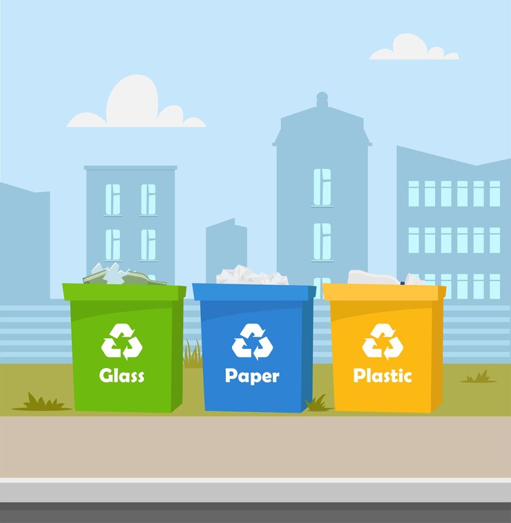 Premium Vector | Containers with waste recycling and sorting garbage ... Premium Vector | Containers with waste recycling and sorting garbage ...