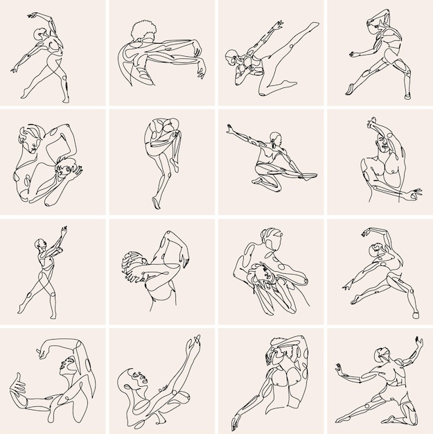 Premium Vector | Continuous drawing in one line happy woman stretching ... Premium Vector | Continuous drawing in one line happy woman stretching ...