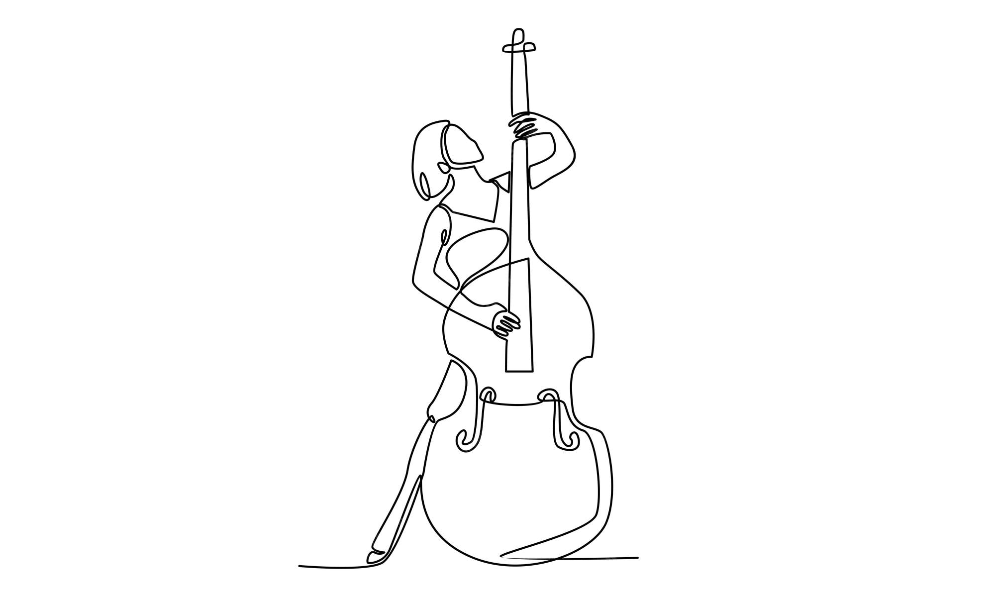 Premium Vector | Continuous line of cello music player Premium Vector | Continuous line of cello music player