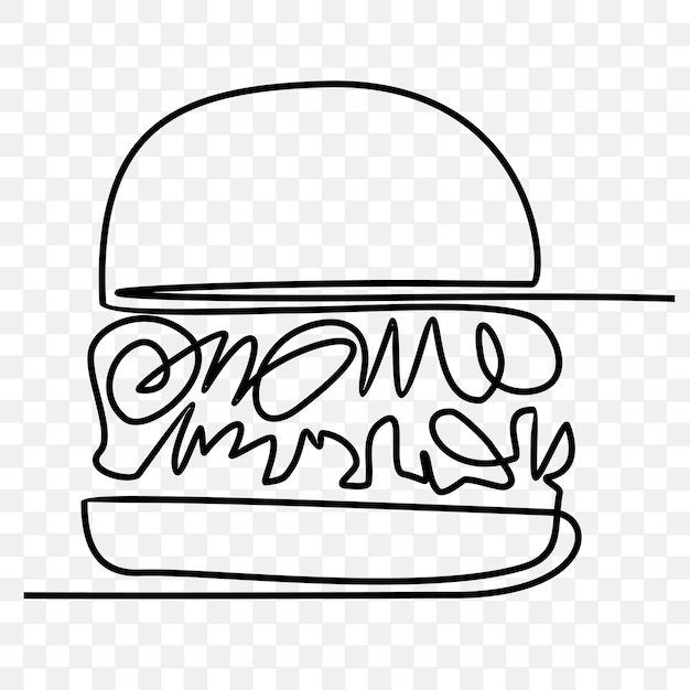 Premium Vector | Continuous line drawing of burger vector Premium Vector | Continuous line drawing of burger vector