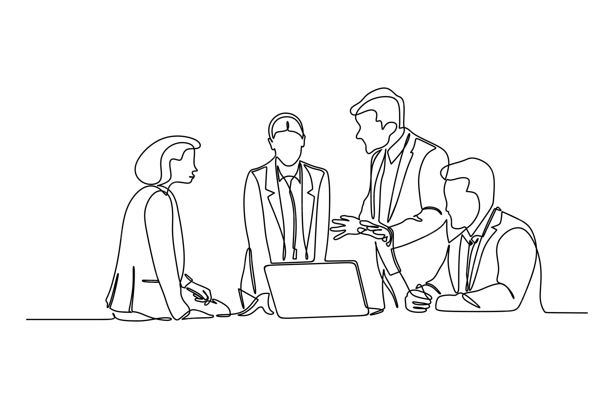 Premium Vector | Continuous line drawing of business people working ... Premium Vector | Continuous line drawing of business people working ...