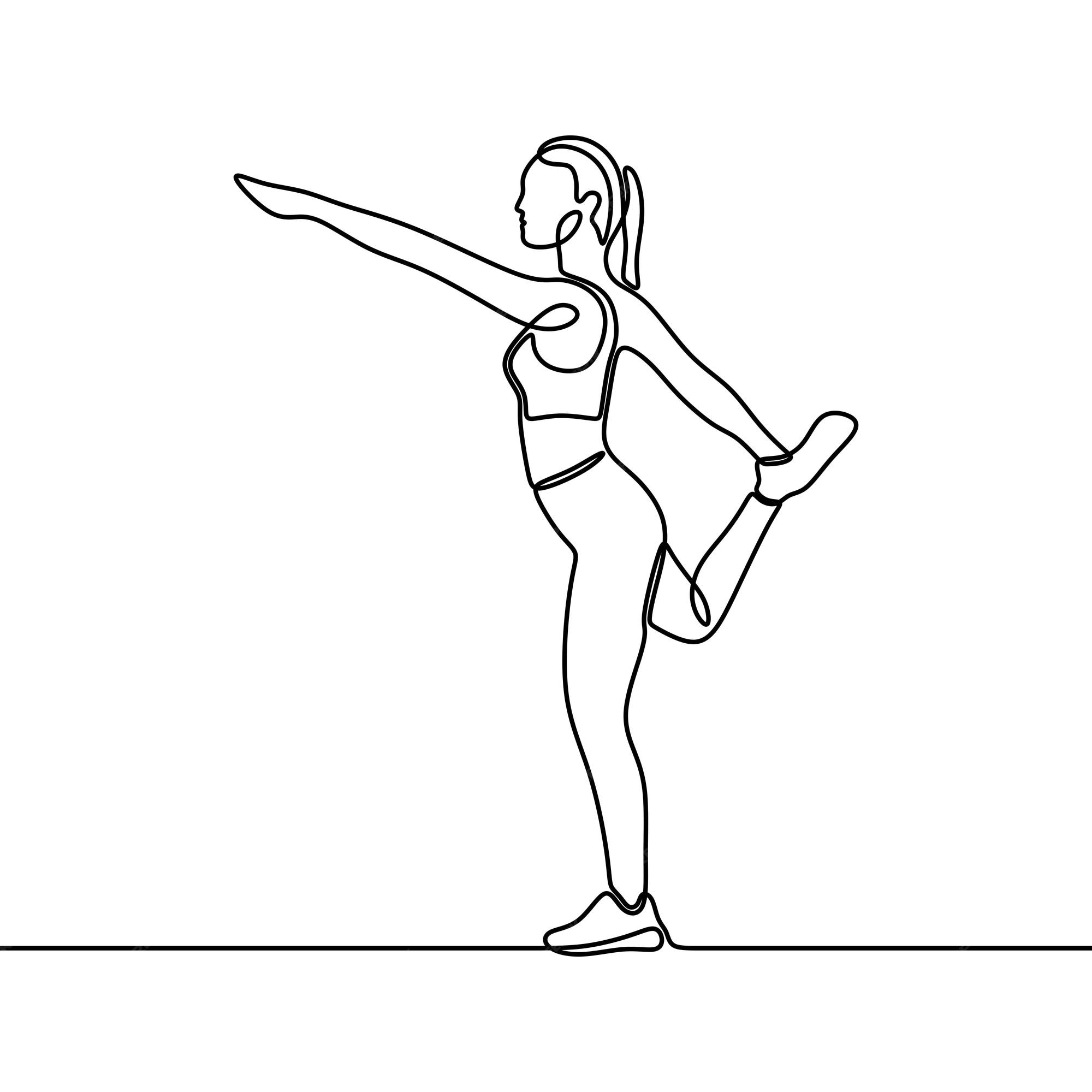 Premium Vector | Continuous line drawing of exercising woman Premium Vector | Continuous line drawing of exercising woman