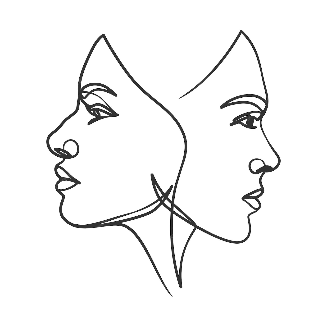 Premium Vector Continuous Line Drawing Of Woman Face Cute Female