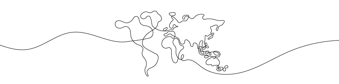 Premium Vector | Continuous line drawing of world map one line image of ... Premium Vector | Continuous line drawing of world map one line image of ...