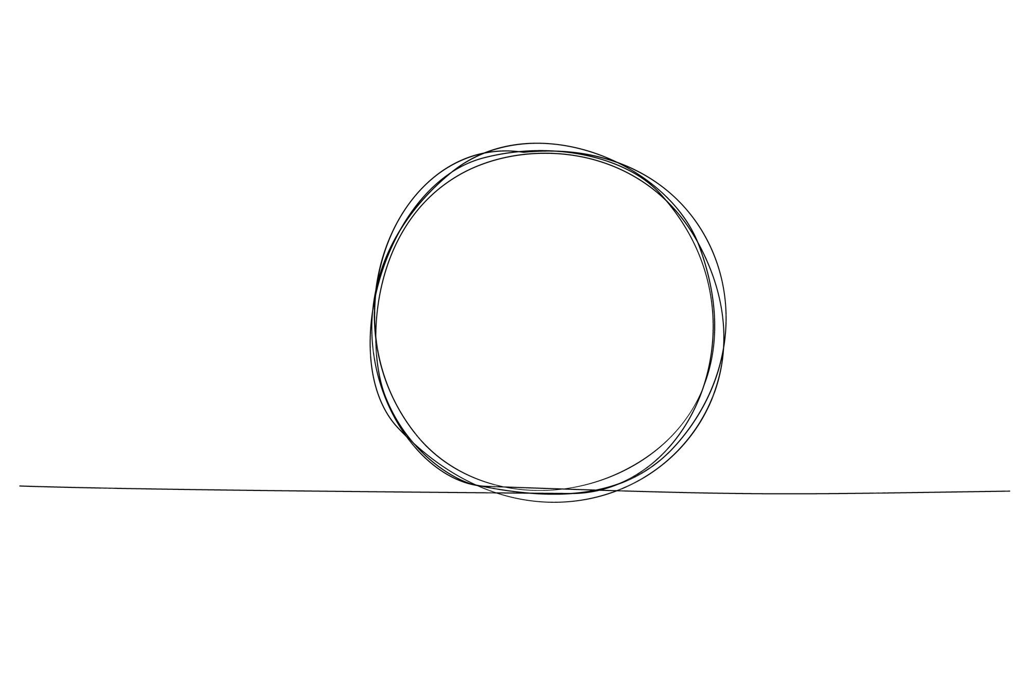 Premium Vector Continuous One Line Drawing Of Black Circle Round Frame Sketch Outline Doodle